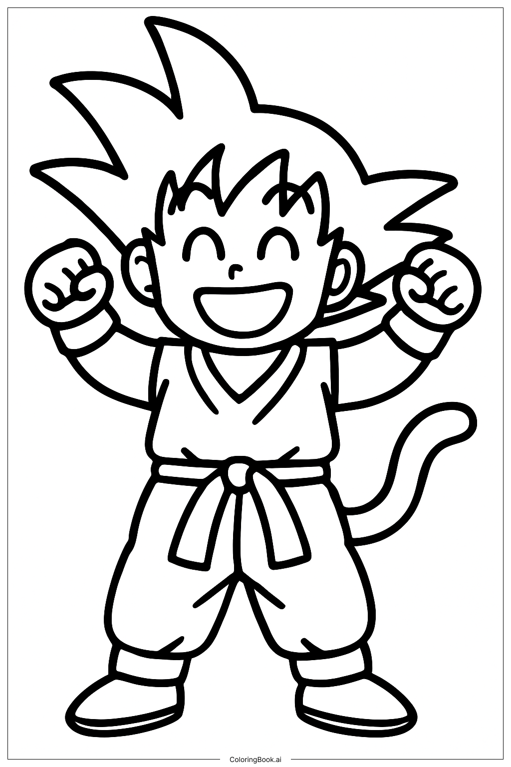 Goku Happy Pose Coloring Page (Free PDF&PNG Printable)