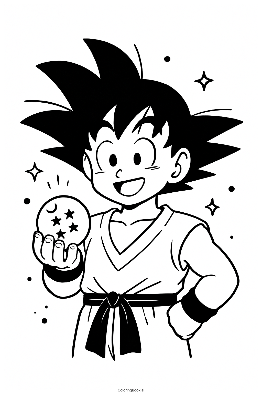 Goku Holding Dragon Ball Coloring Page (Free PDF&PNG Printable)