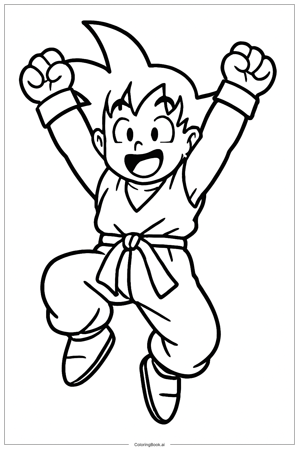 Goku Jumping Joy Coloring Page (Free PDF&PNG Printable)