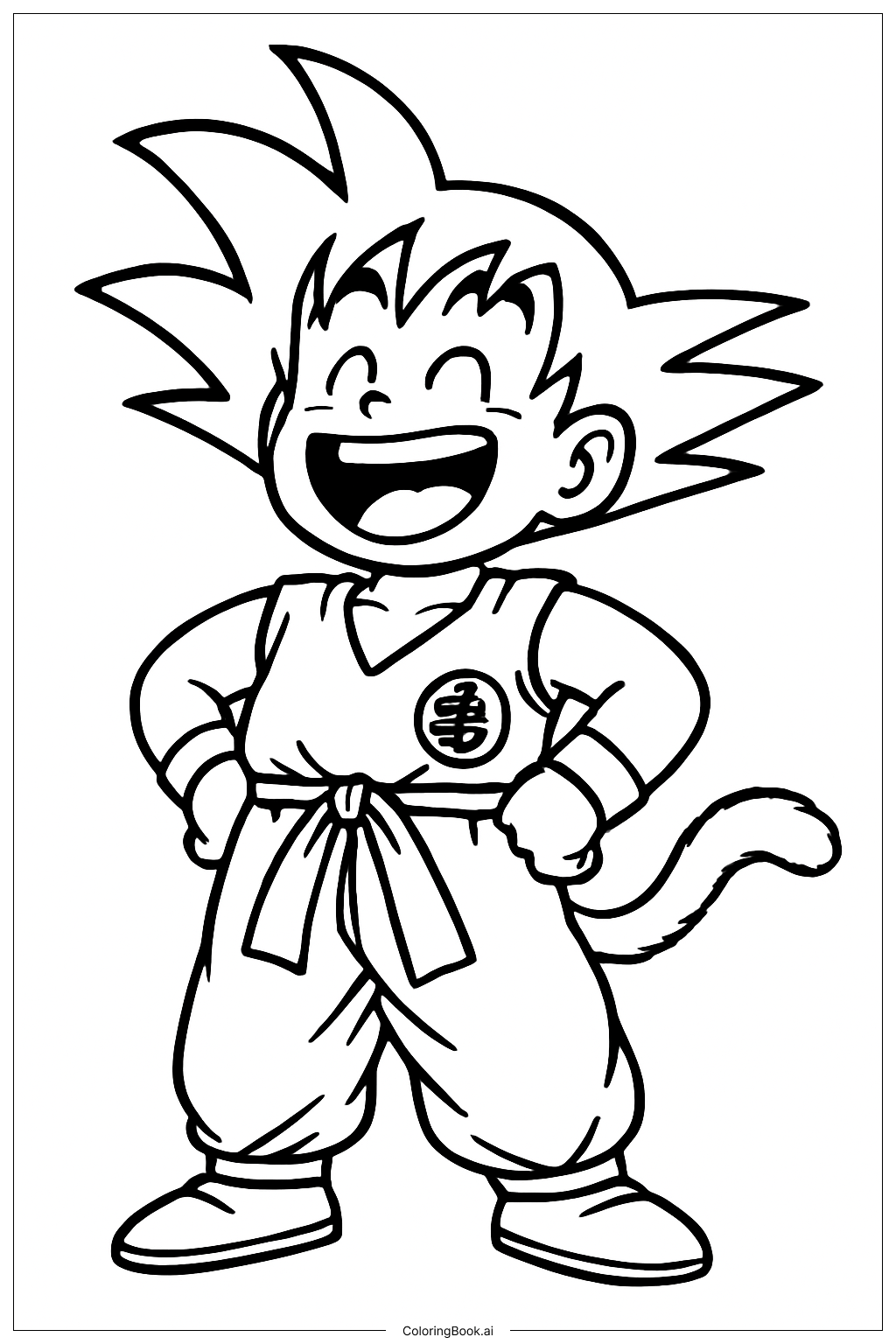 Goku Laughing Coloring Page (Free PDF&PNG Printable)