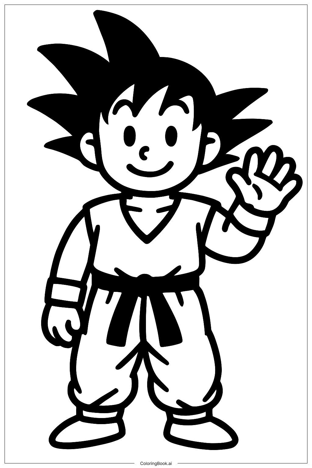 Goku Waving Hand Coloring Page (Free PDF&PNG Printable)