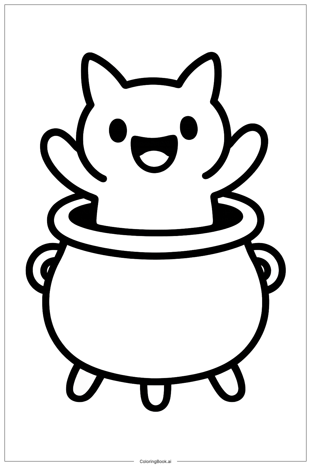 Halloween Little Cauldron Creature Coloring Page (Free PDF&PNG Printable)