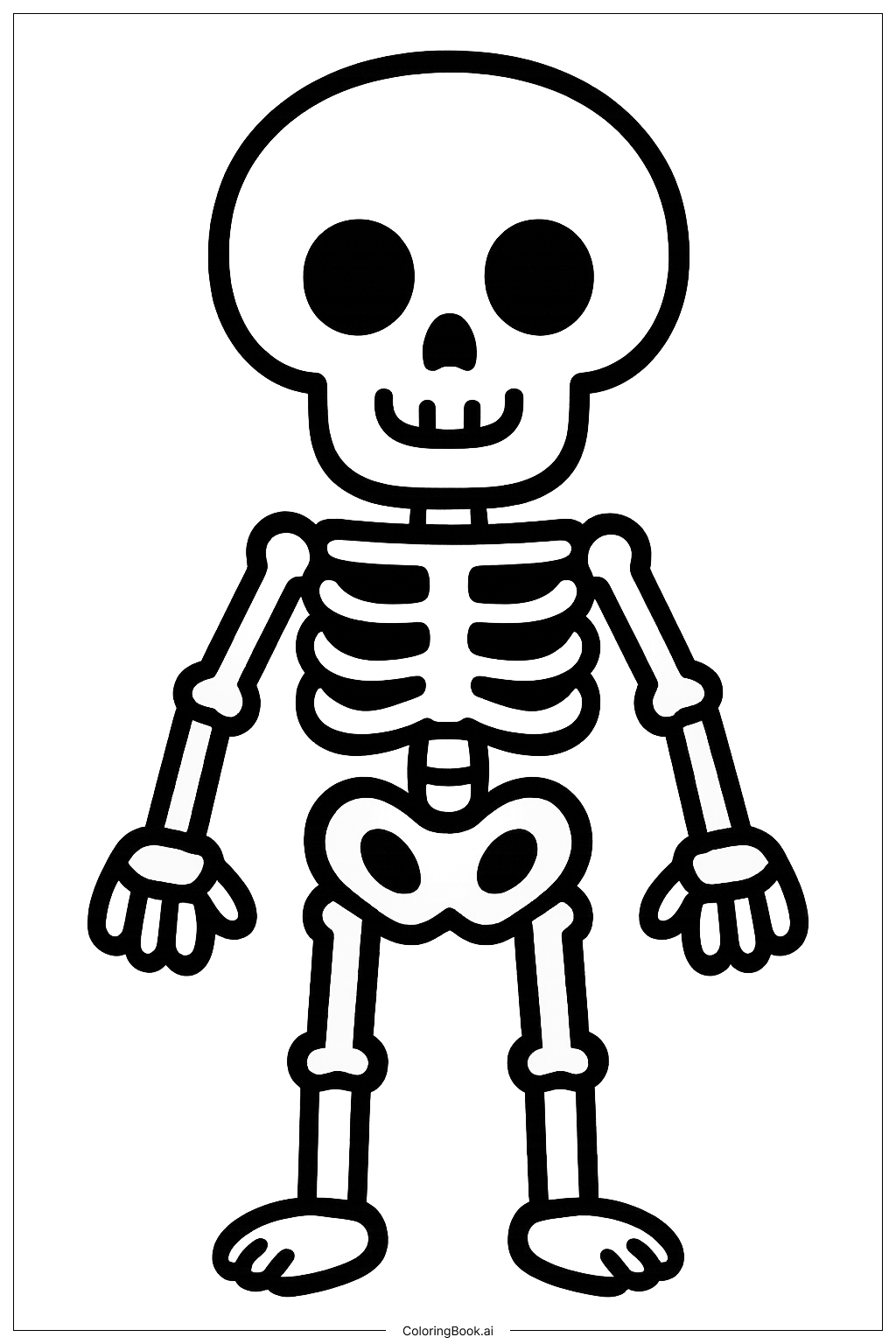 Halloween Little Skeleton Coloring Page (Free PDF&PNG Printable)