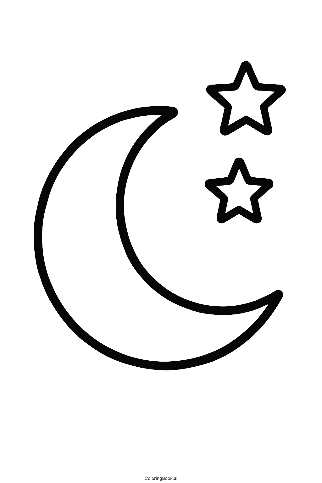 Halloween Moon With Stars Coloring Page (Free PDF&PNG Printable)