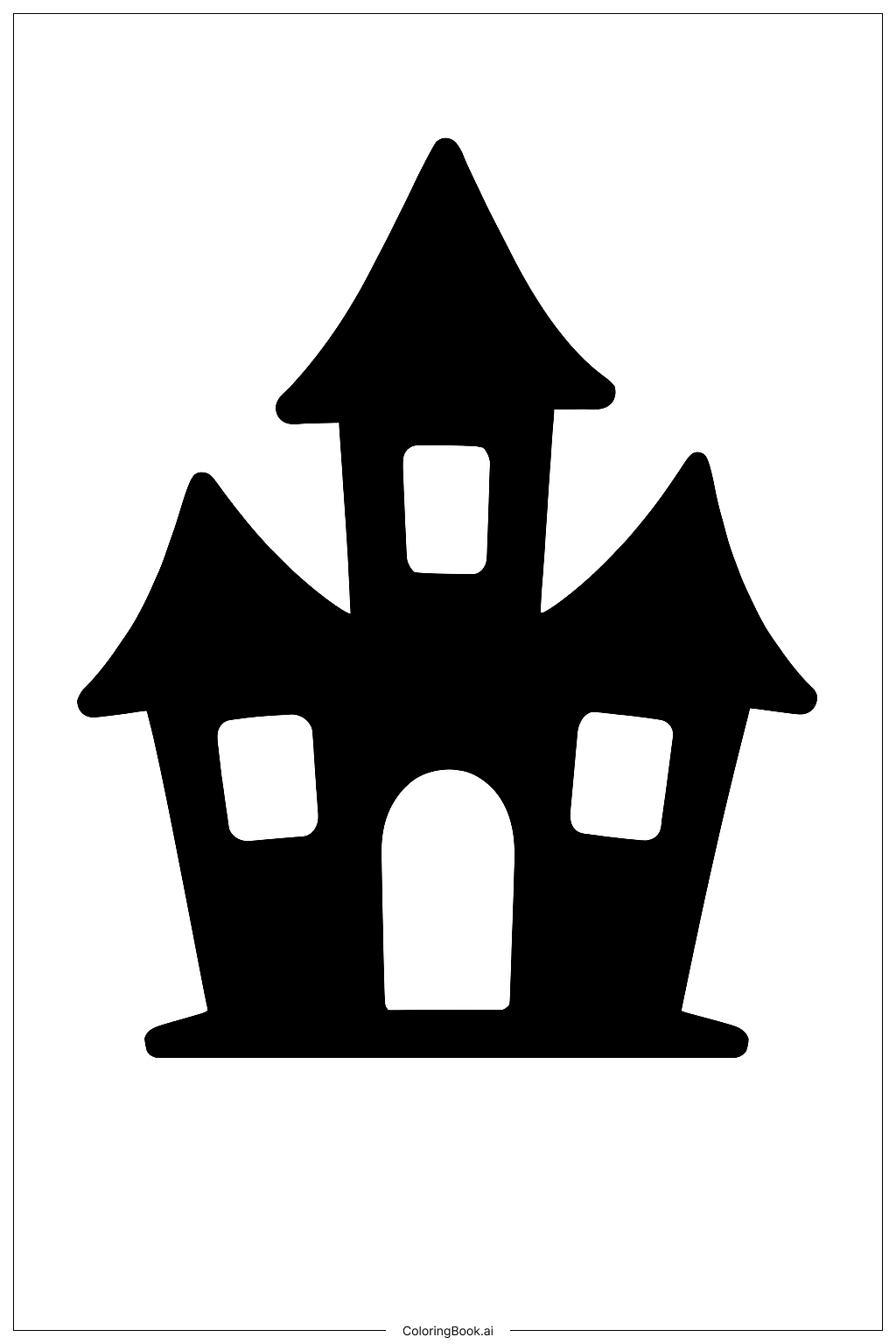 Halloween Simple Haunted House Coloring Page (Free PDF&PNG Printable)