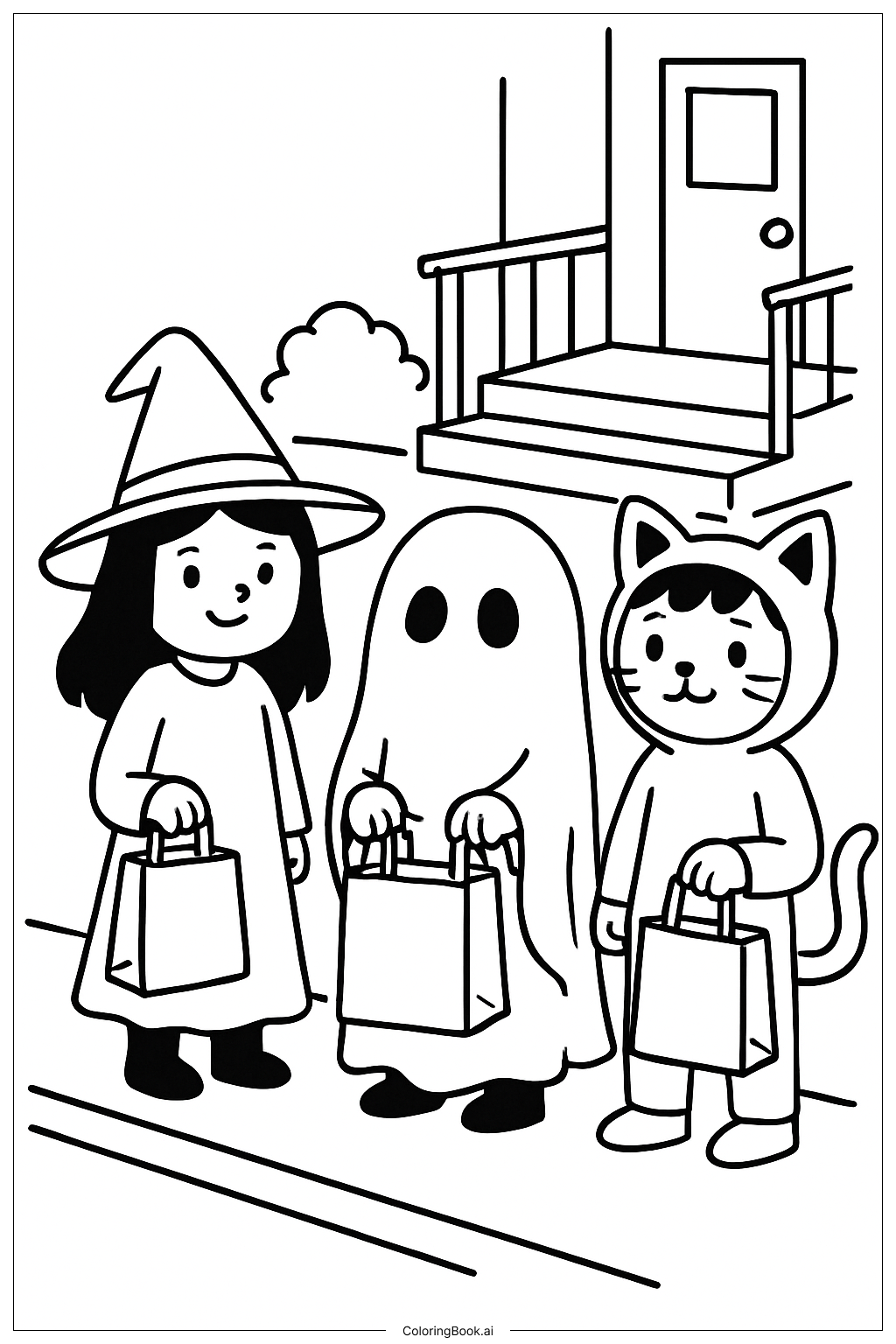 Halloween Moon And Bats Coloring Page (Free PDF&PNG Printable)