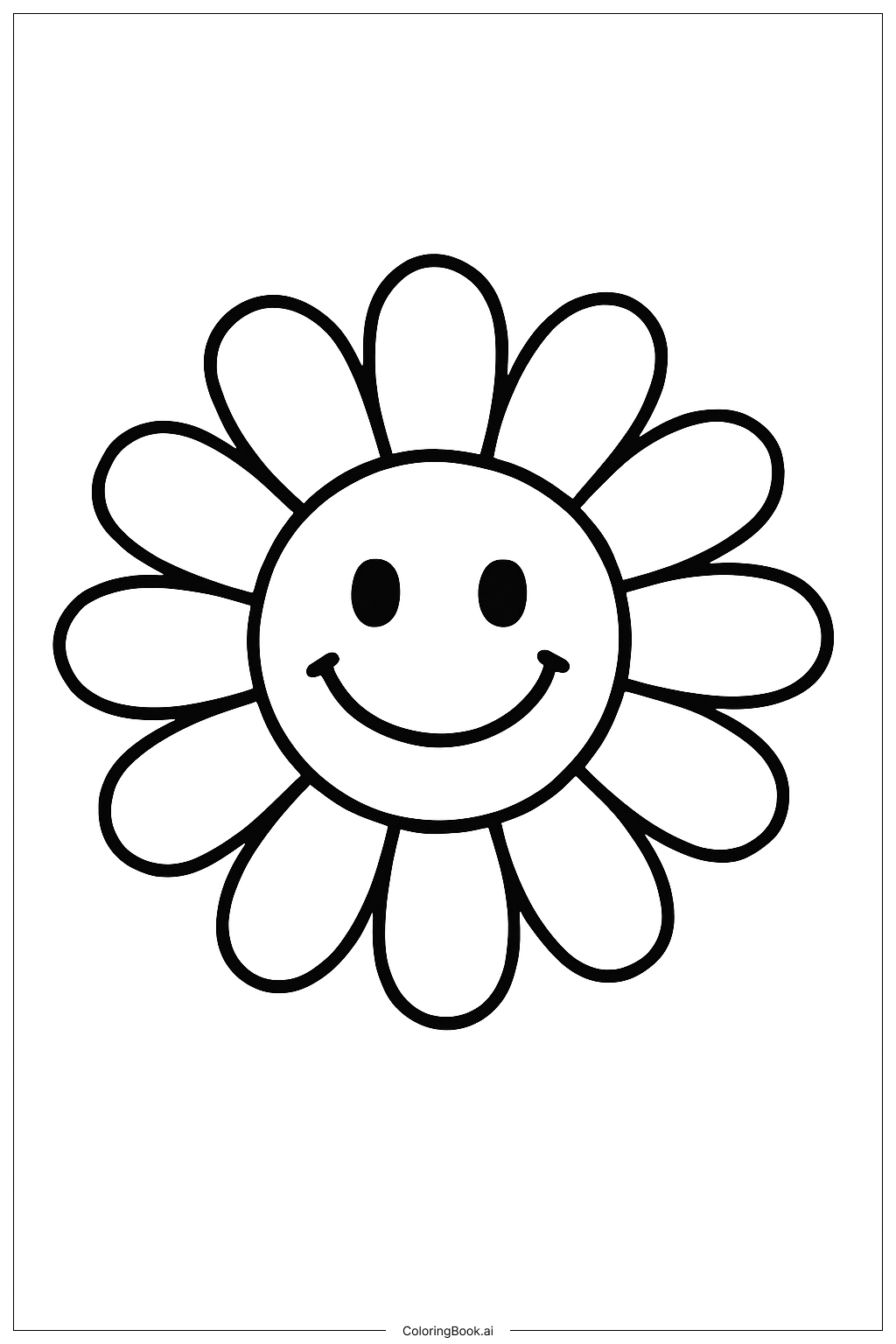 Happy Daisy Face Coloring Page (Free PDF&PNG Printable)