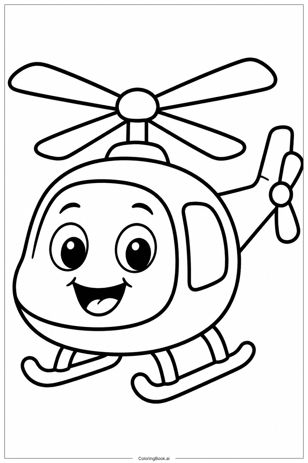 ヘリコプターの塗り絵1枚（無料PDF・PNG配布）