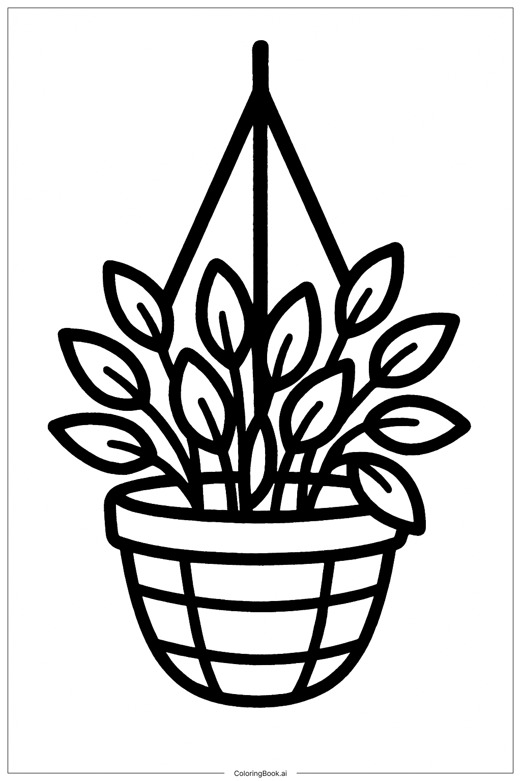 Happy Hanging Plant Coloring Page (Free PDF&PNG Printable)