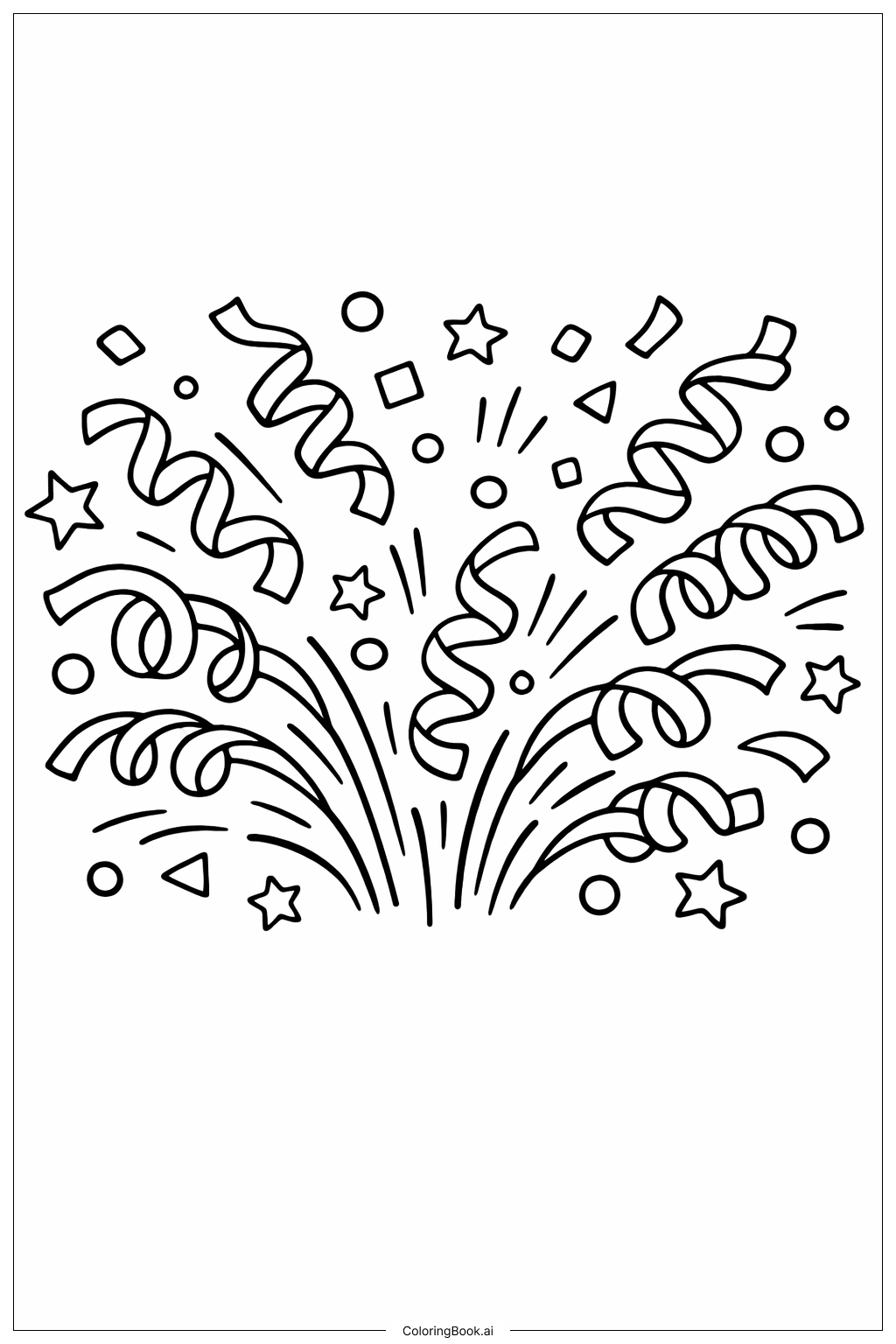 Página de Colorir Explosão de Confete Feliz Ano Novo 2026 (PDF & PNG ...