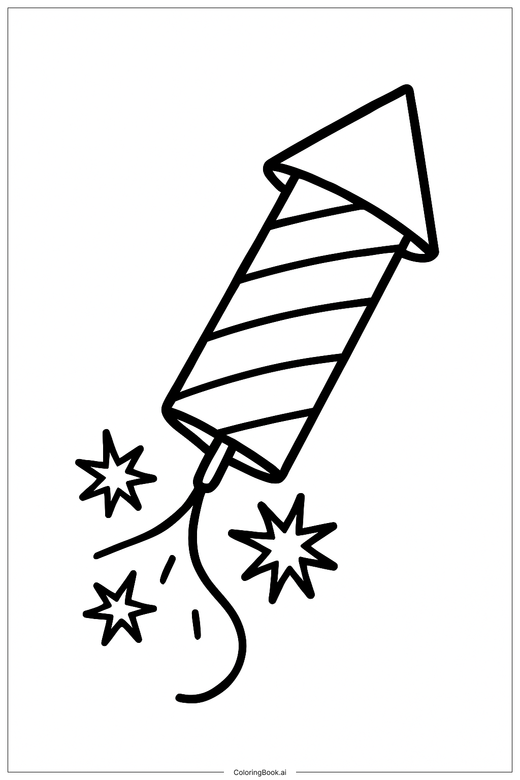 Happy New Year 2026 Cute Firework Rocket Coloring Page (Free PDF&PNG ...