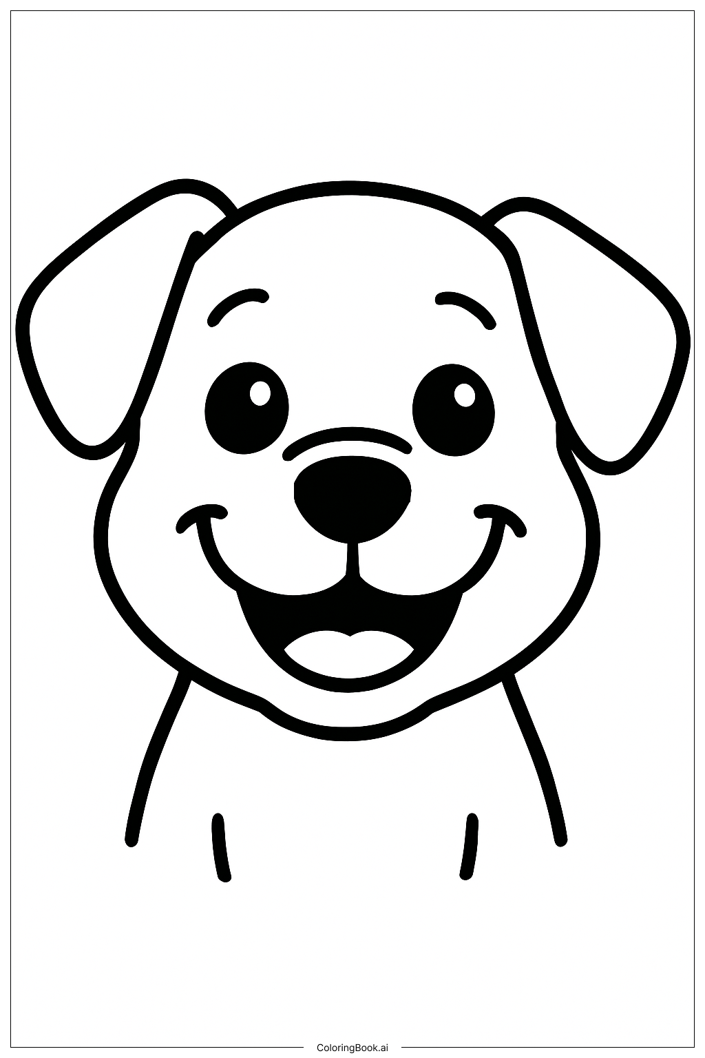 Happy Puppy Dog Face Coloring Page (Free PDF&PNG Printable)