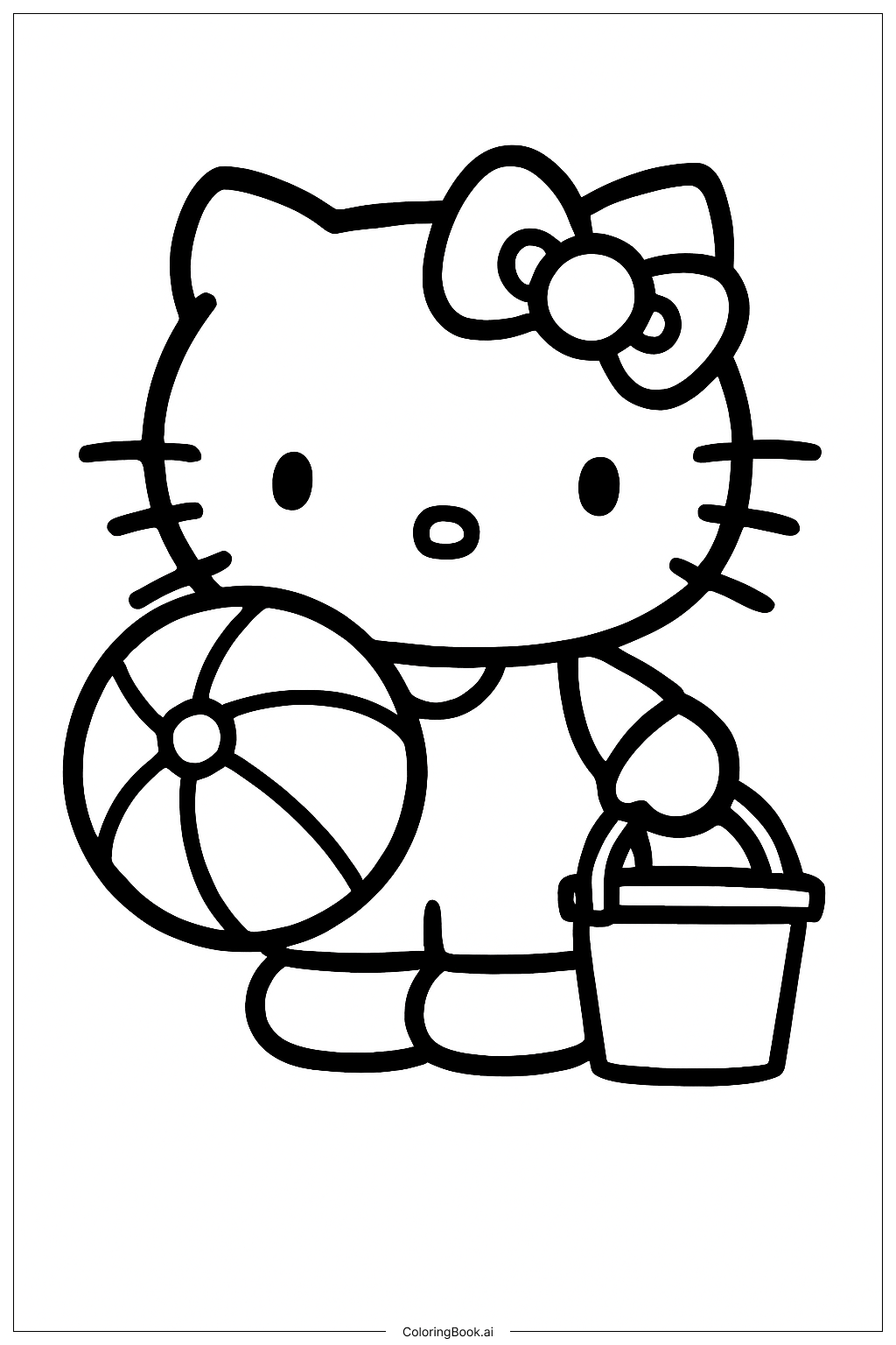 Hello Kitty And Friends Beach Fun Coloring Page (Free PDF&PNG Printable)