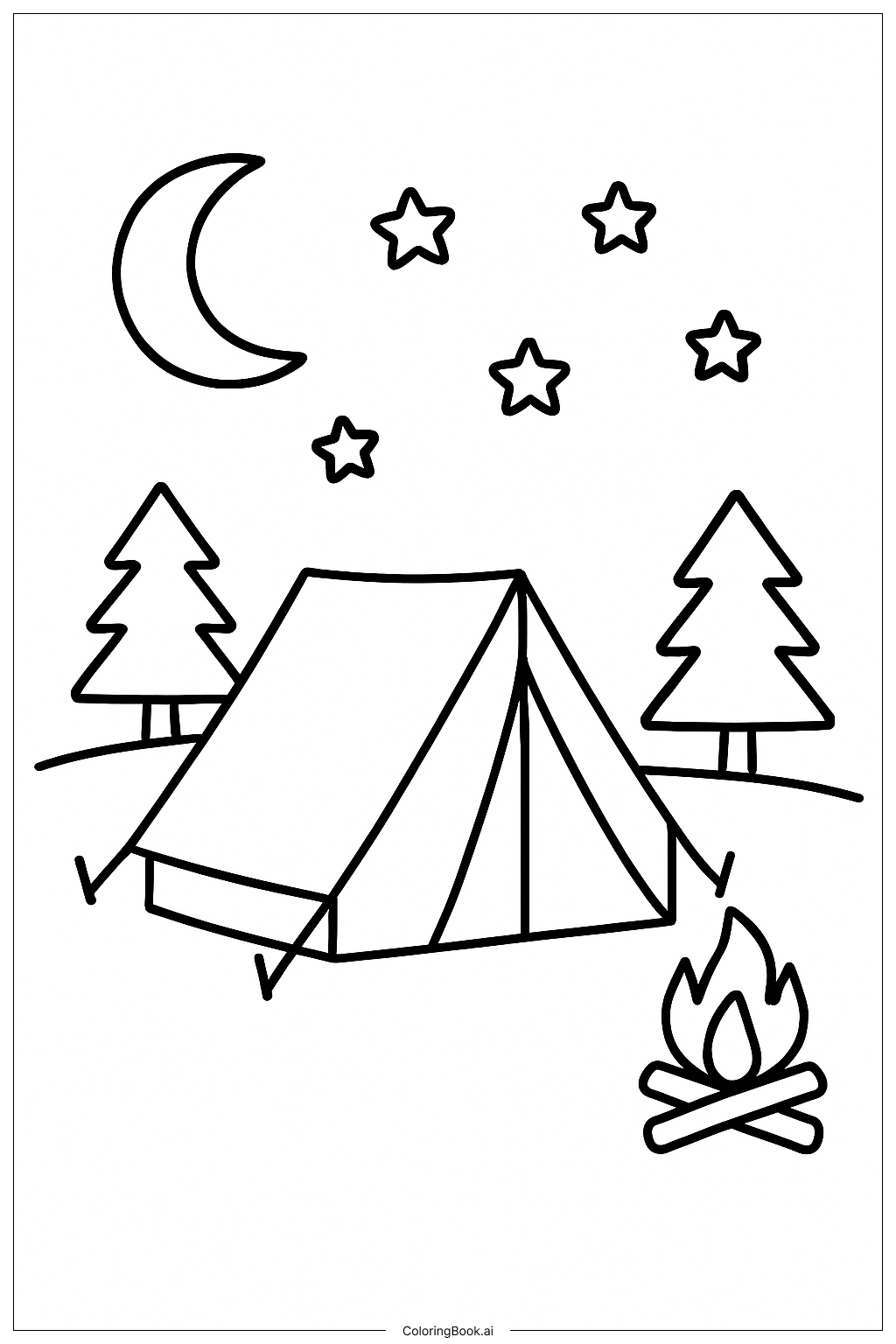 Holiday Campsite Night Coloring Page (Free PDF&PNG Printable)
