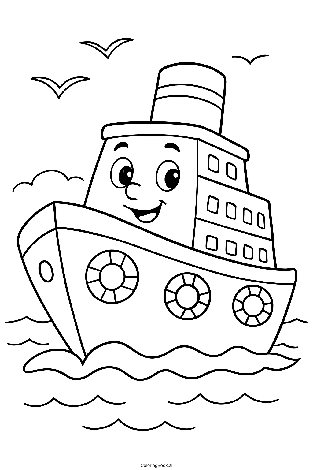 Página de Colorir Navio de Cruzeiro de Férias (PDF & PNG Imprimíveis ...