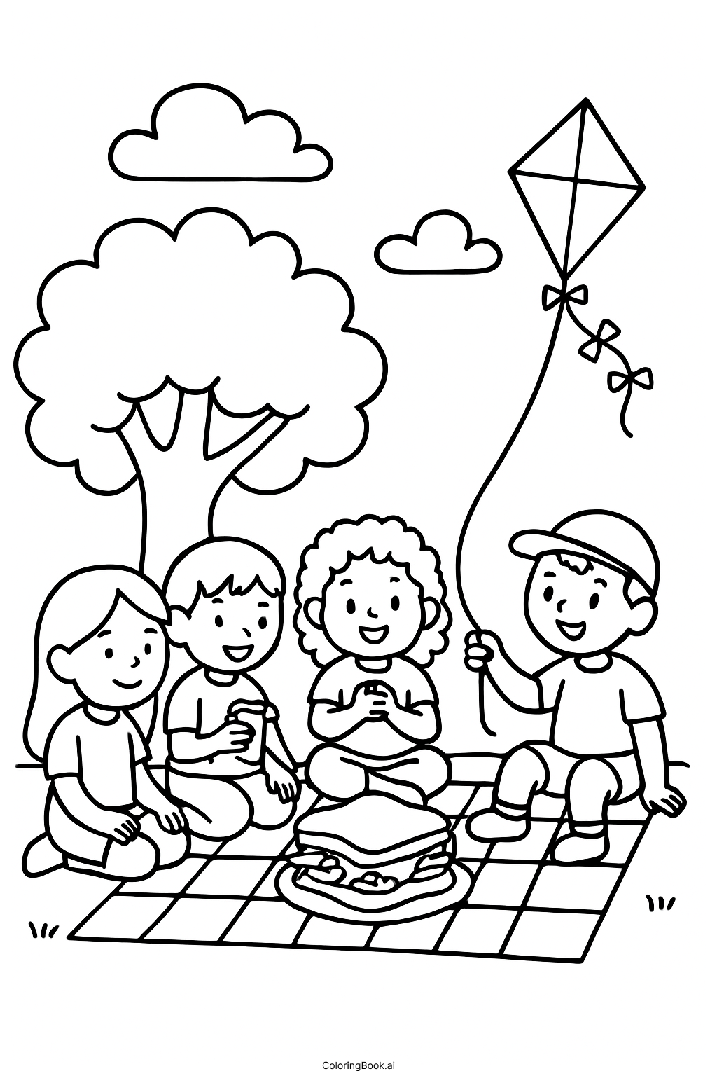 Holiday Picnic At Park Coloring Page (Free PDF&PNG Printable)
