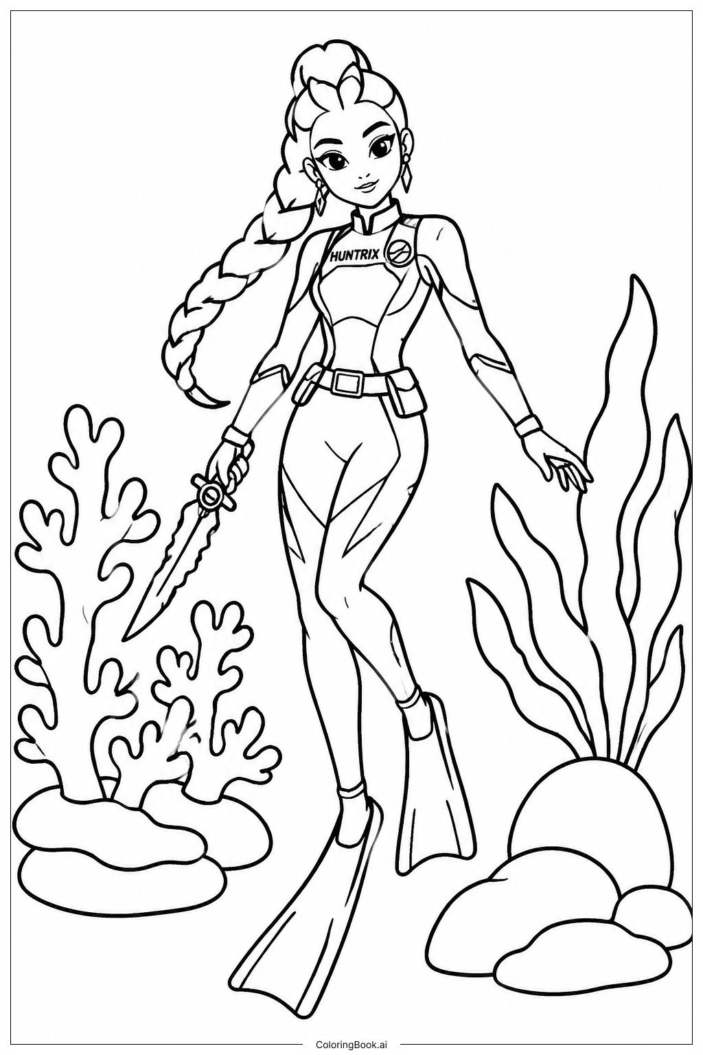 Página para colorear Aventura Submarina de Huntrix (Descarga gratuita ...