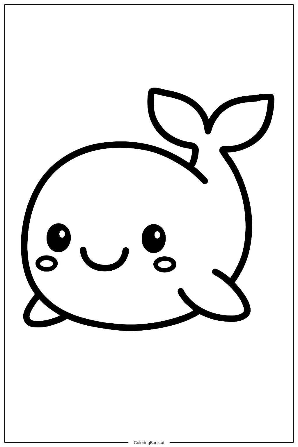 Página de Colorir Baleia Sorridente Kawaii (PDF & PNG Imprimíveis Grátis)