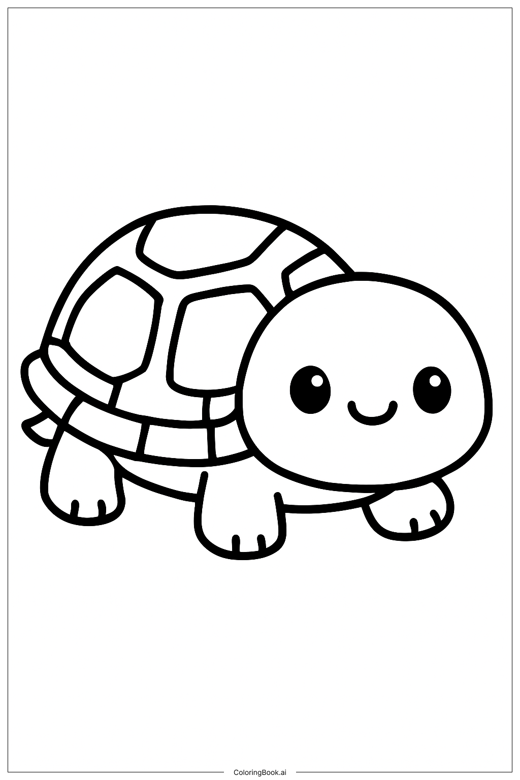 Kawaii Tiny Turtle Coloring Page (Free PDF&PNG Printable)