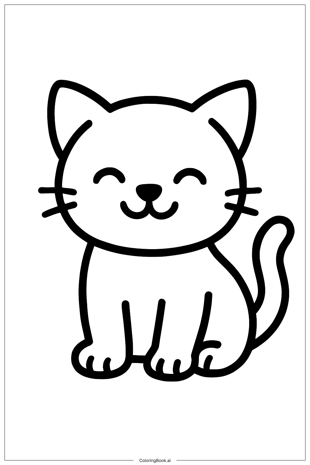 Kitten Animal Smile Coloring Page (Free PDF&PNG Printable)