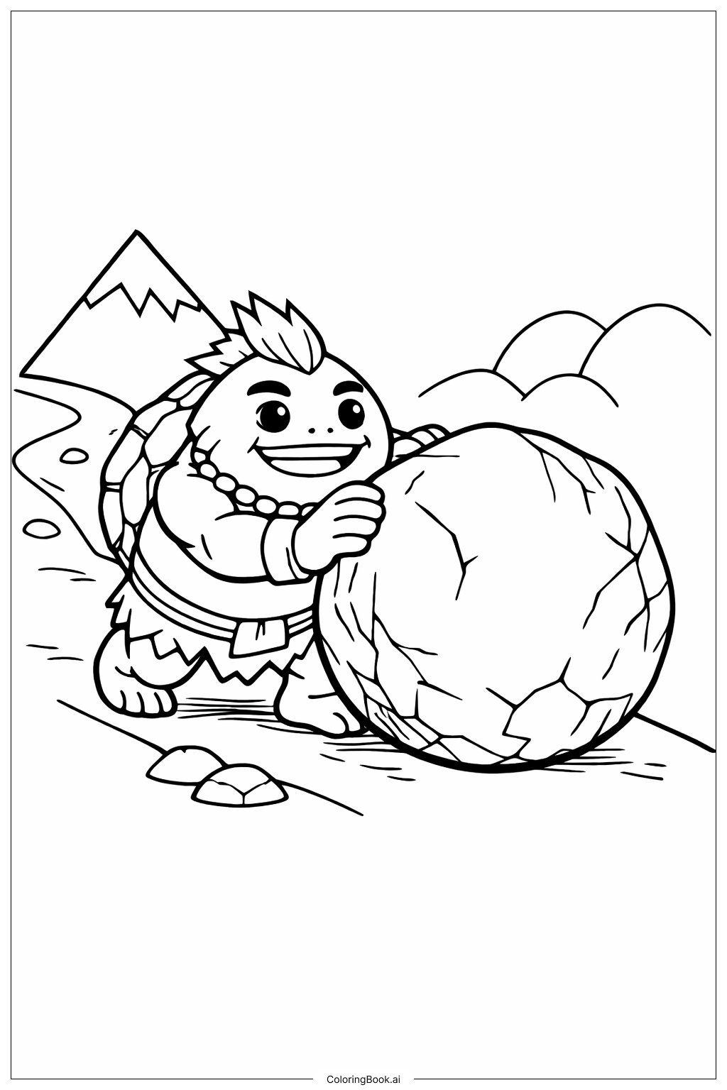 ゼルダの伝説 ゴロンの岩転がし 塗り絵ページ（無料のPDF＆PNGプリント）