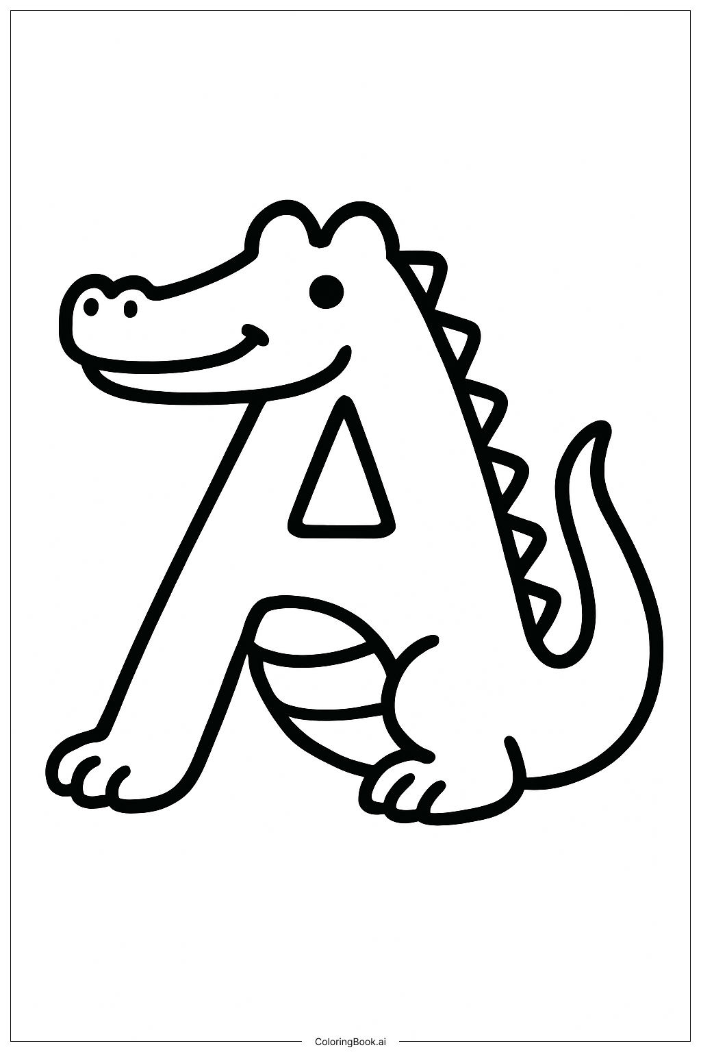 Letter A Alligator Coloring Page (Free PDF&PNG Printable)