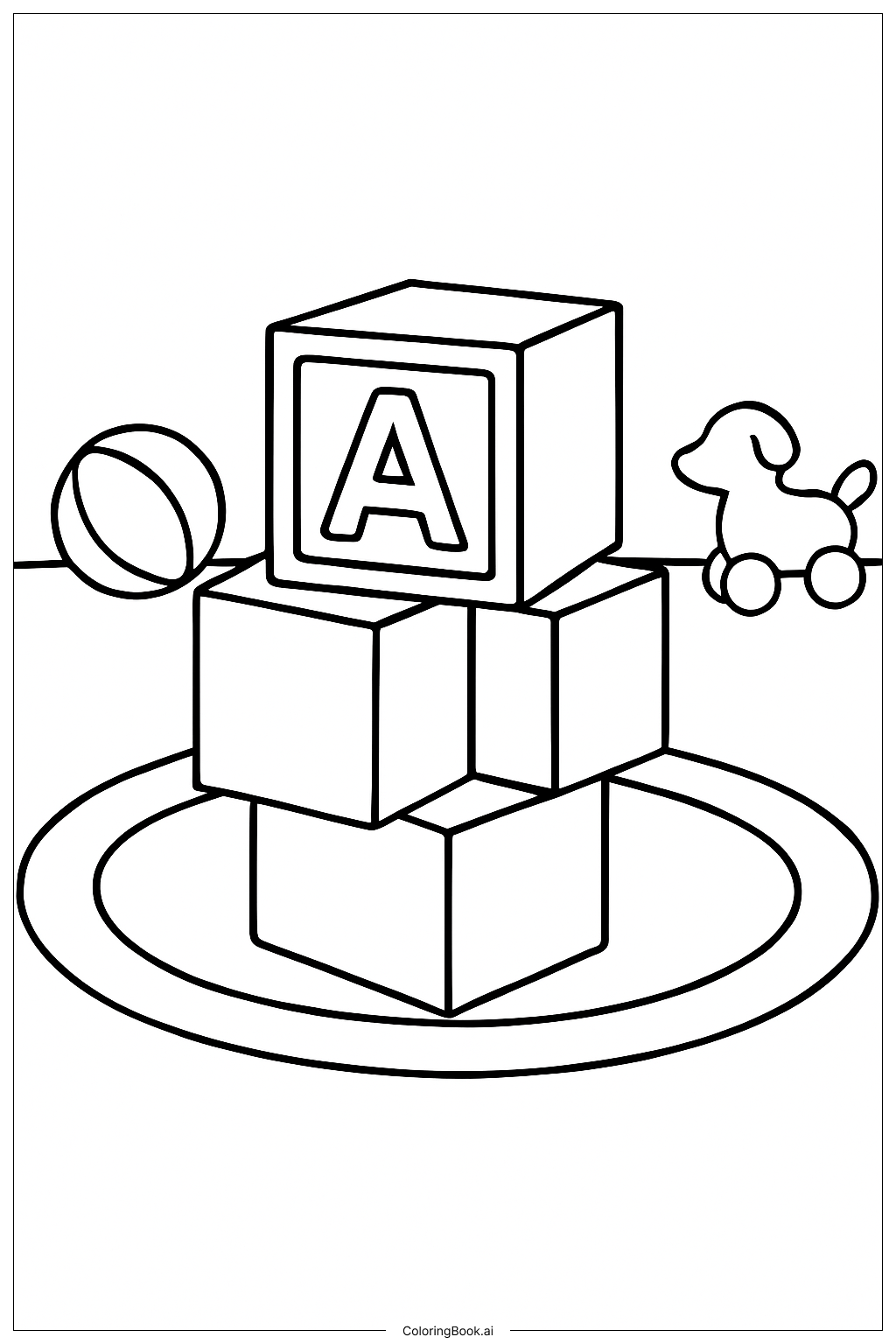 Letter A Alphabet Blocks Stack Coloring Page (Free PDF&PNG Printable)