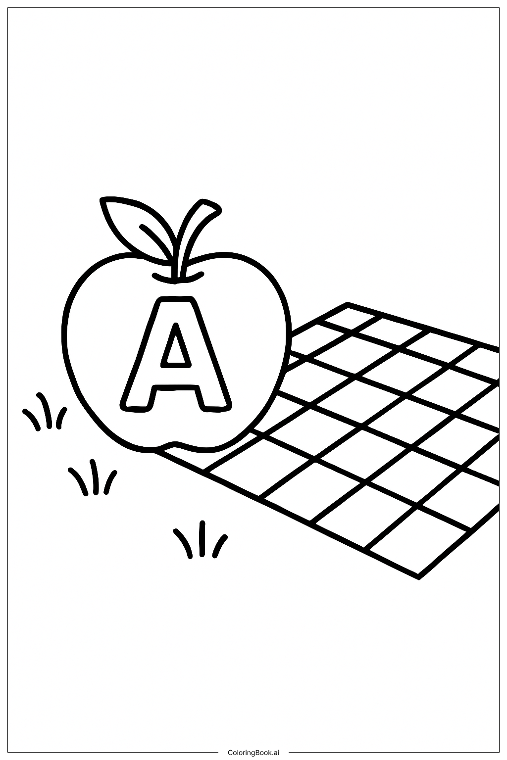 Letter A Apple Picnic Coloring Page (Free PDF&PNG Printable)