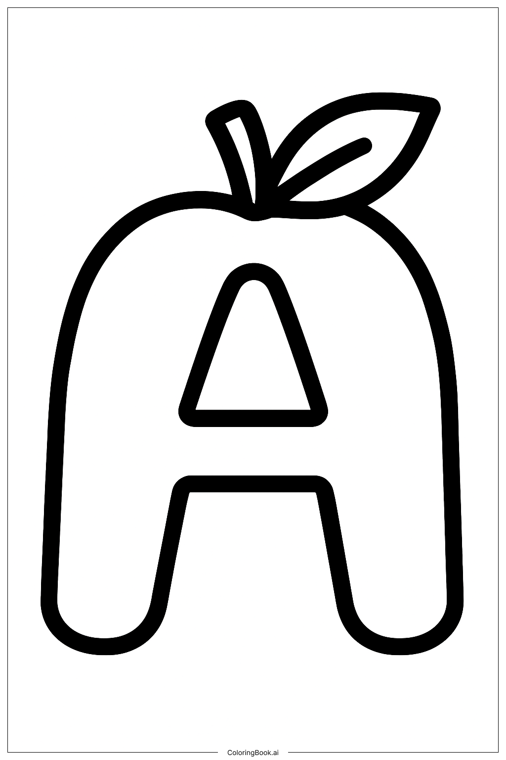 Letter A Apple Coloring Page (Free PDF&PNG Printable)