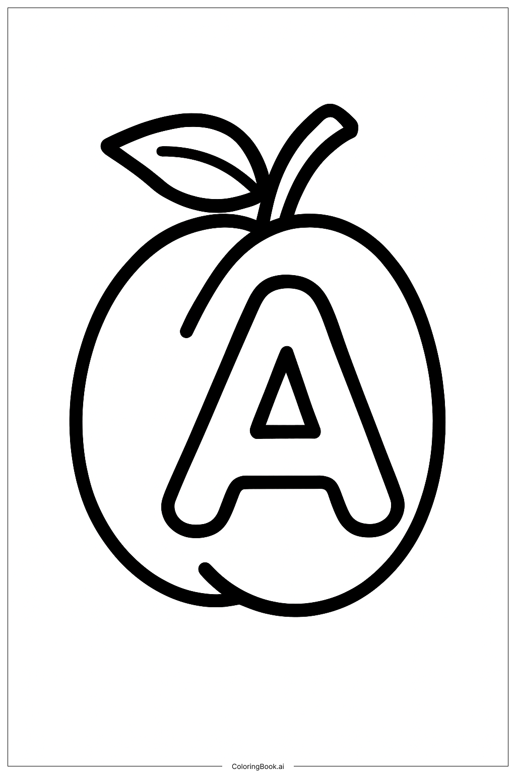 Letter A Apricot Coloring Page (Free PDF&PNG Printable)