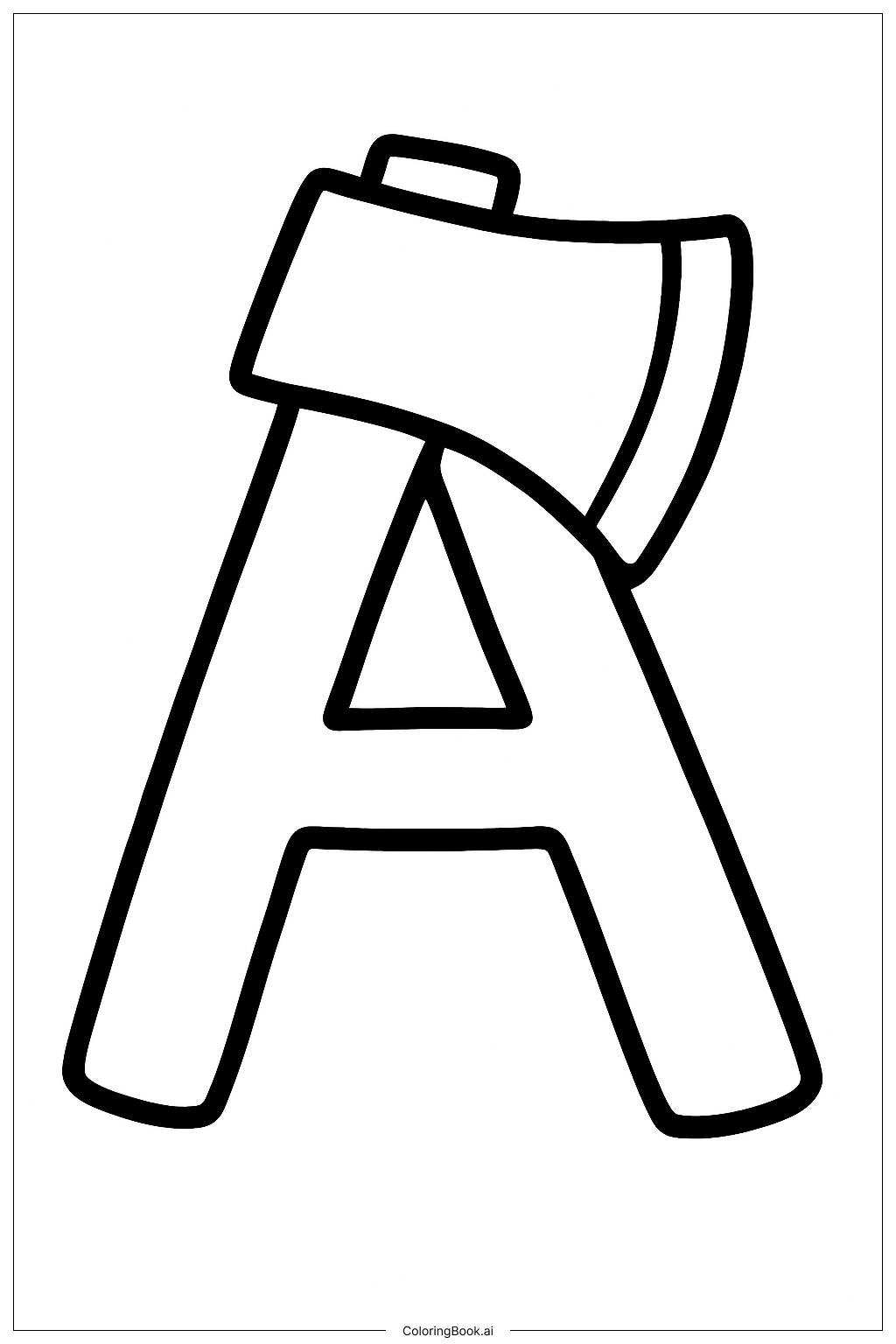 Letter A Axe Coloring Page (Free PDF&PNG Printable)