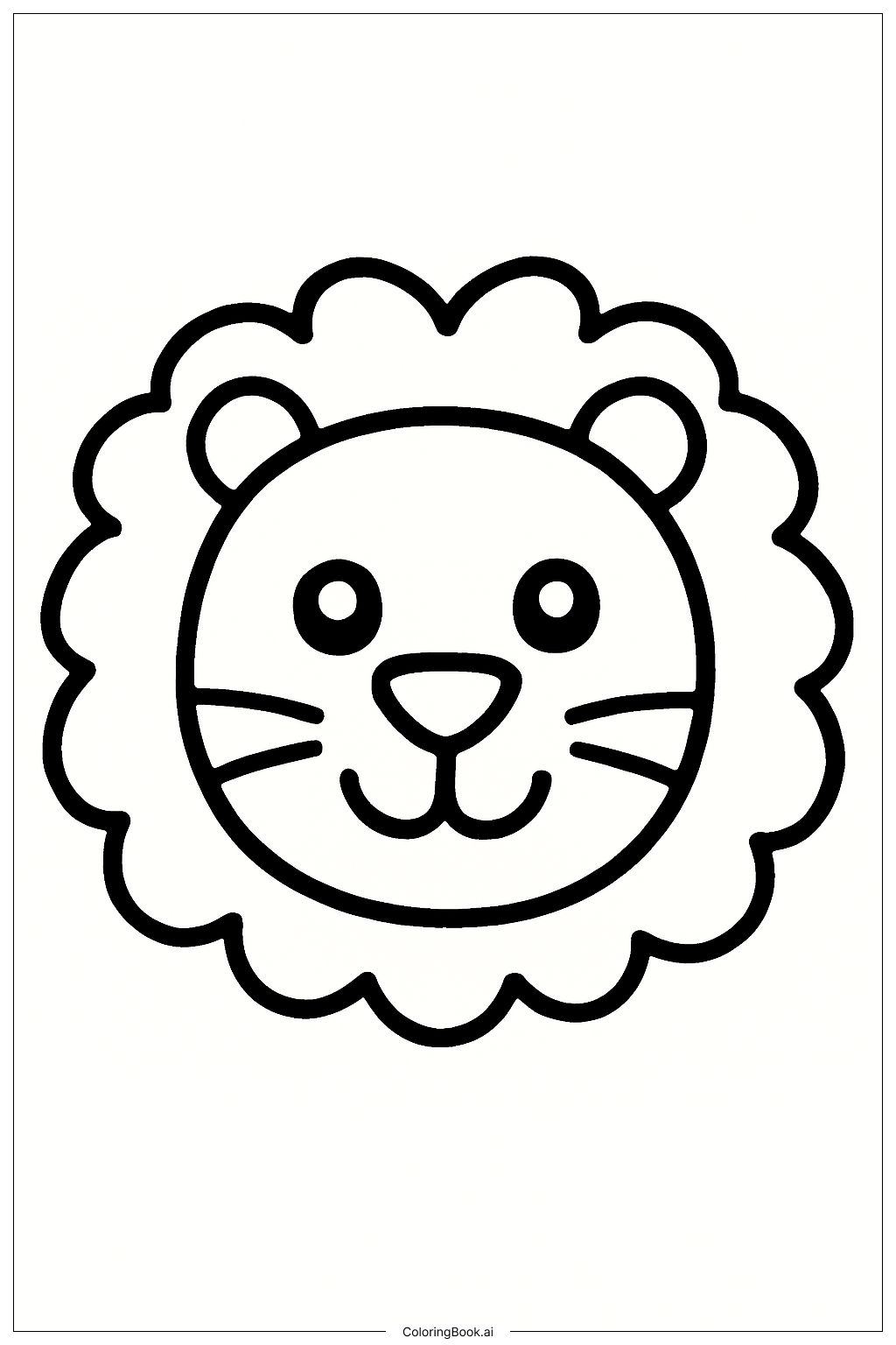 Lion Face Smile Coloring Page (Free PDF&PNG Printable)