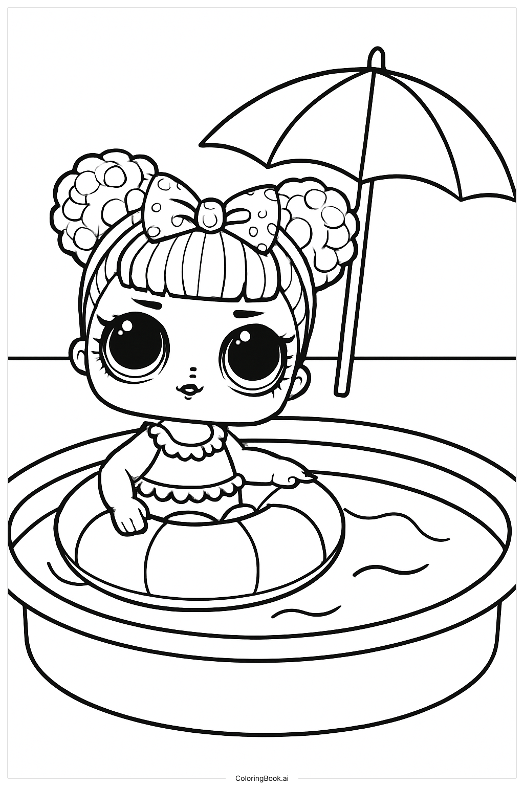 LOL Swimming Pool Time Coloring Page (Free PDF&PNG Printable)