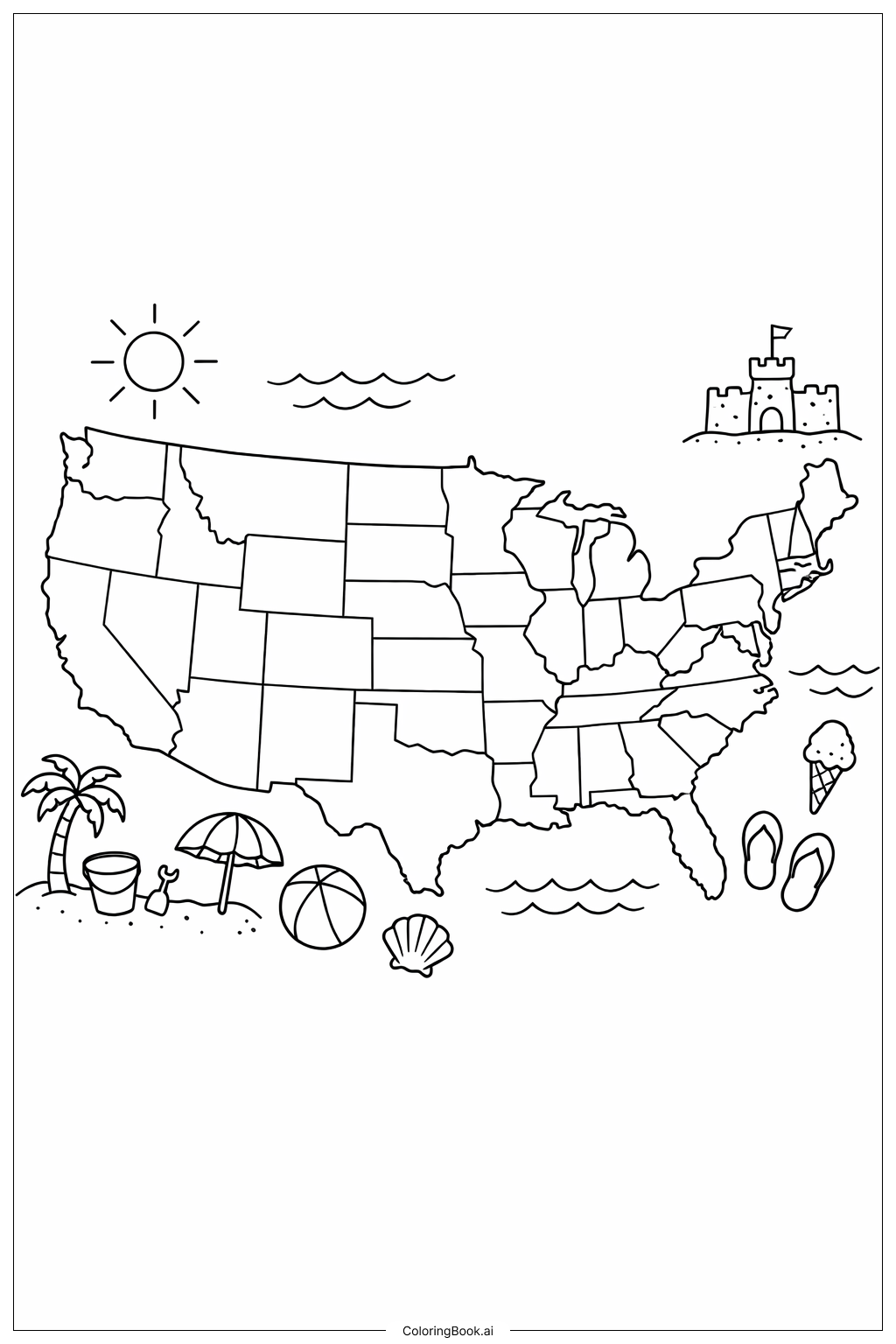 Map Of United States With Mountain Range Coloring Page (Free PDF&PNG ...
