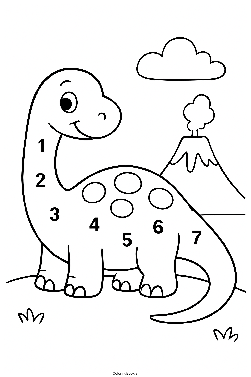 Math Dinosaur Count Coloring Page (Free PDF&PNG Printable)