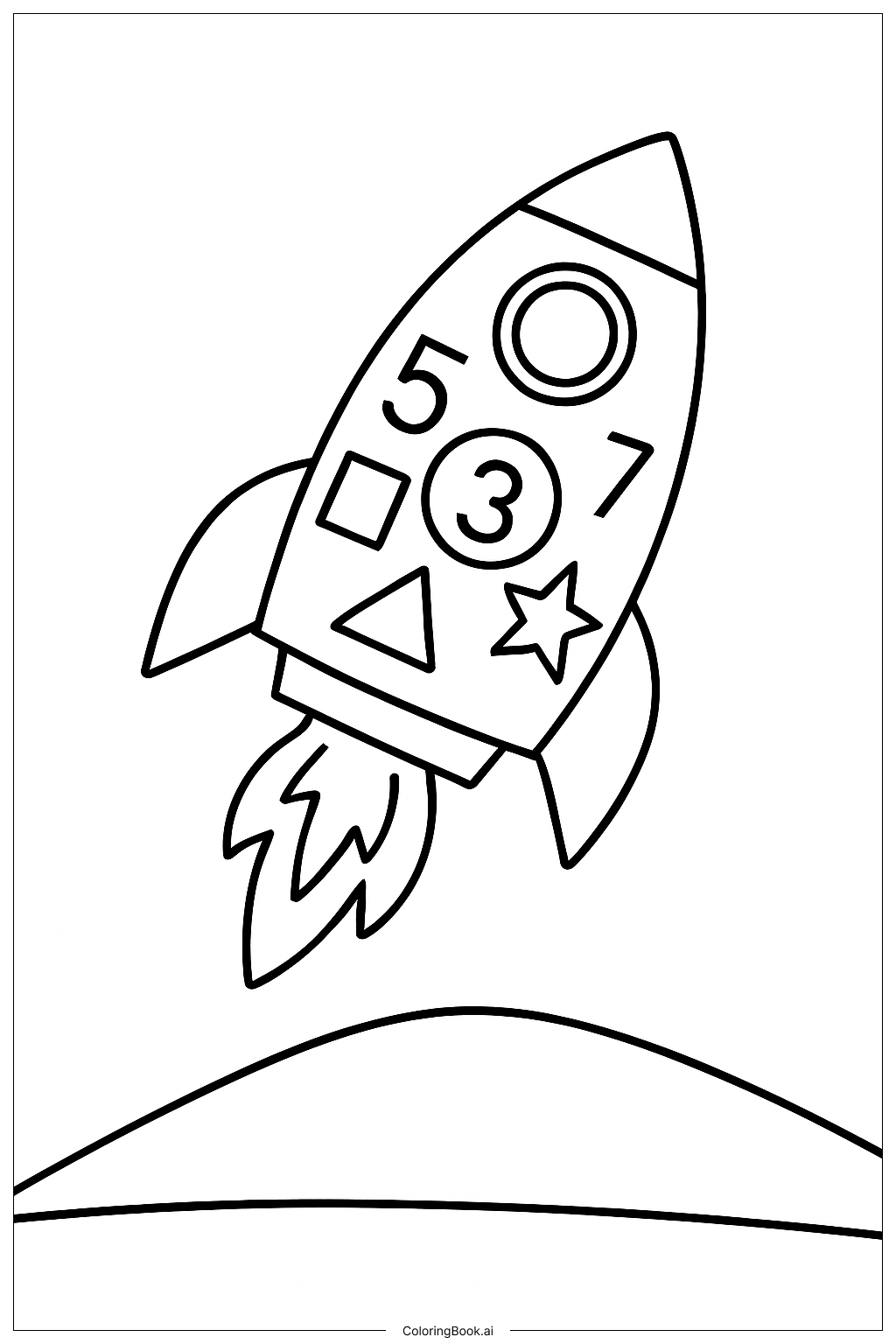 Math Rocket Shapes Coloring Page (Free PDF&PNG Printable)