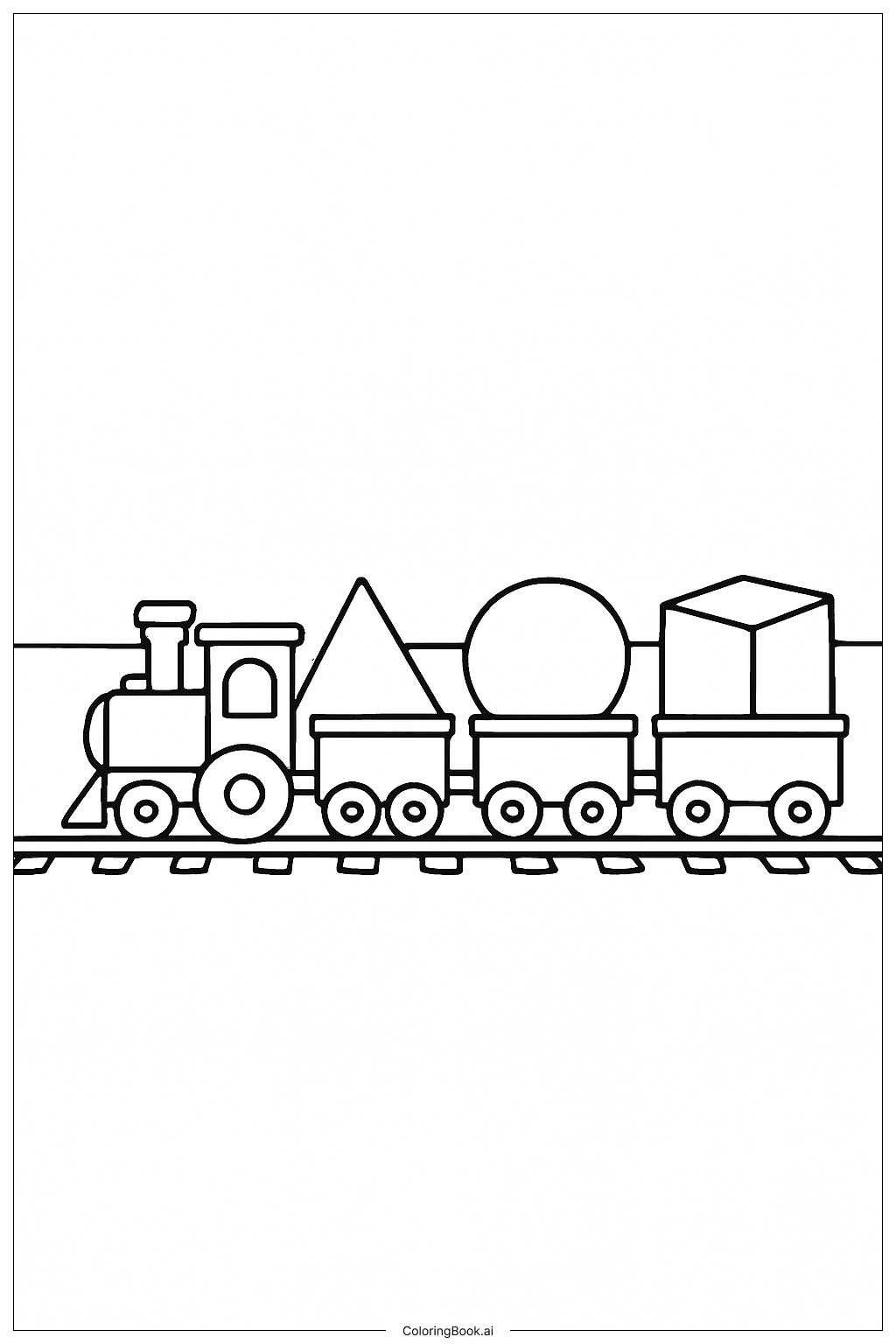 Math Train Shapes Coloring Page (Free PDF&PNG Printable)