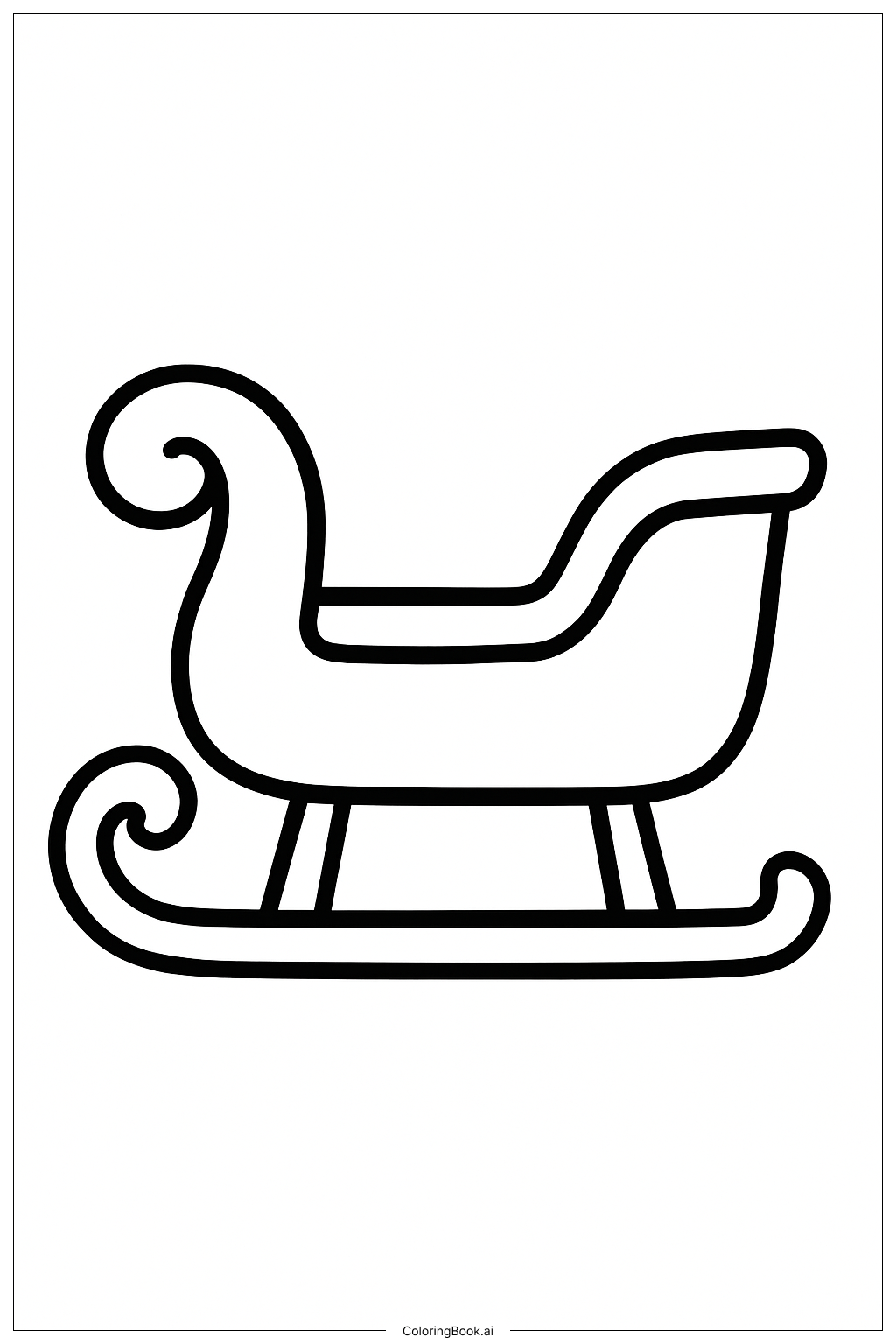 Mini Christmas Sleigh Coloring Page (Free PDF&PNG Printable)