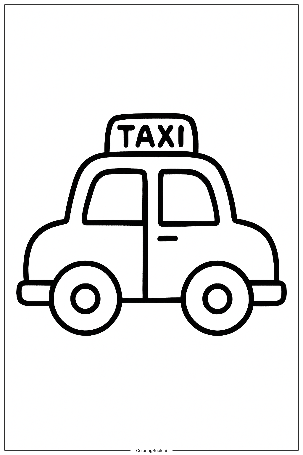 Página de Colorir Mini Táxi (PDF & PNG Imprimíveis Grátis)