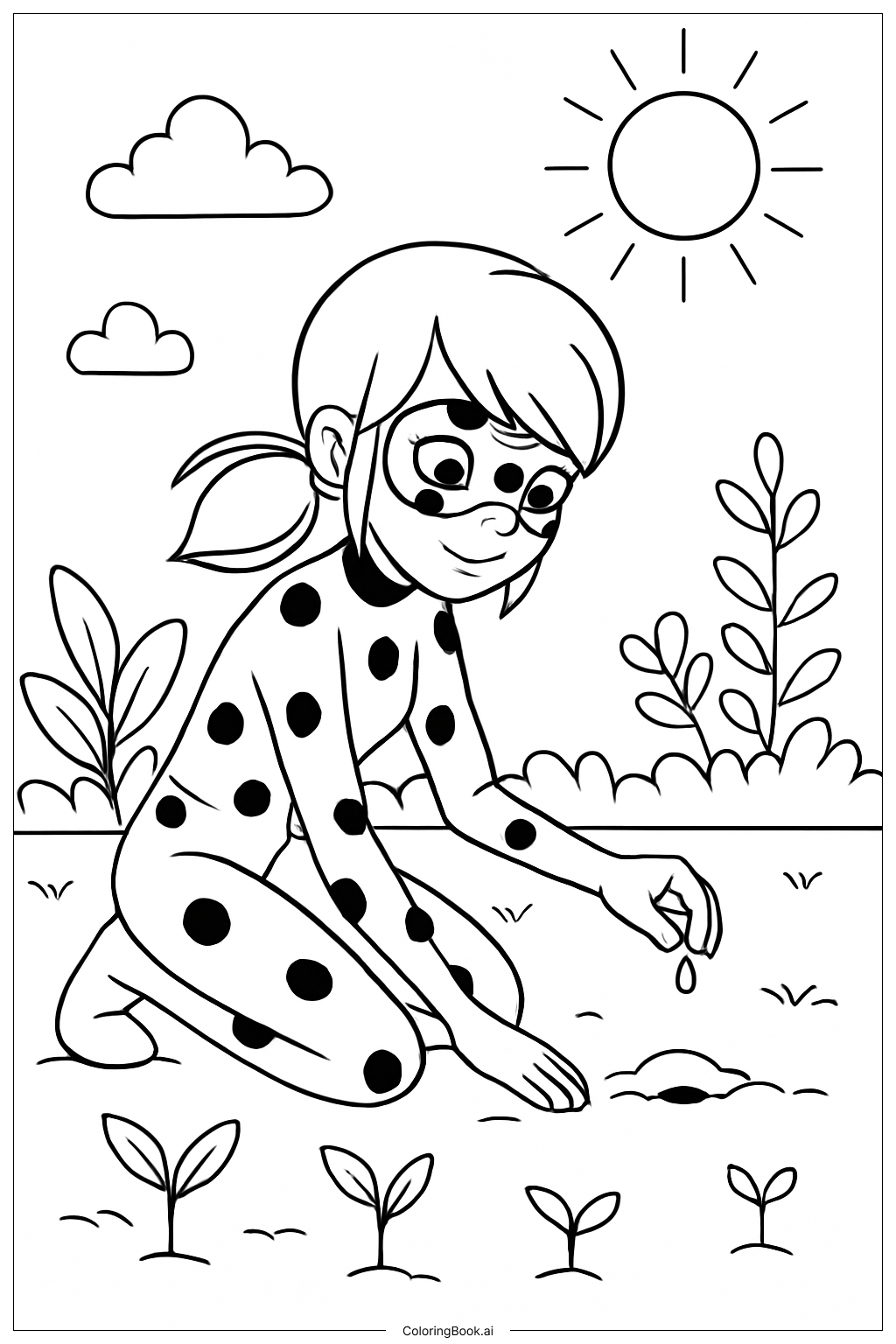 Miraculous Ladybug Baking Coloring Page (Free PDF&PNG Printable)