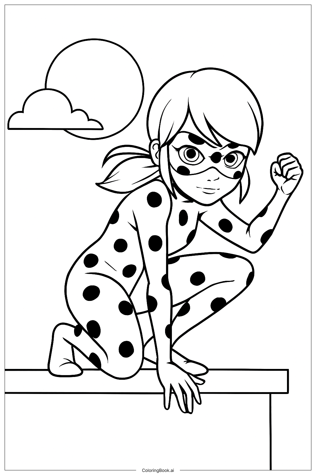 Miraculous Ladybug Superhero Landing Coloring Page (Free PDF&PNG Printable)
