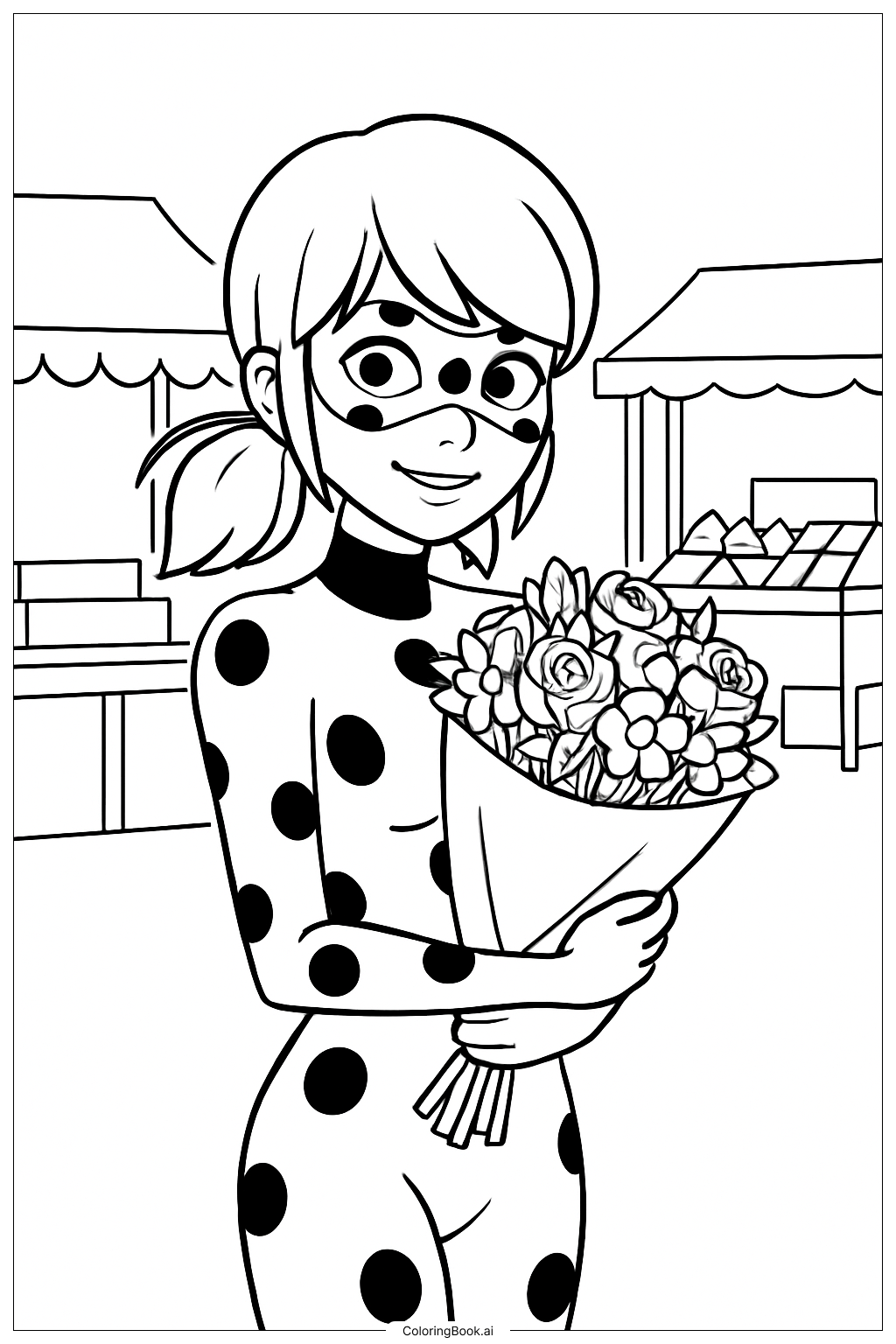 Miraculous Ladybug Rescuing Kitten Coloring Page (Free PDF&PNG Printable)