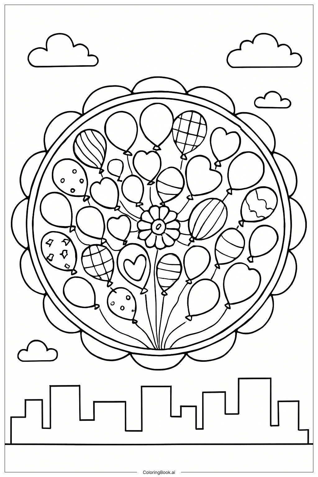 Monday Mandala Balloon Festival Coloring Page (Free PDF&PNG Printable)