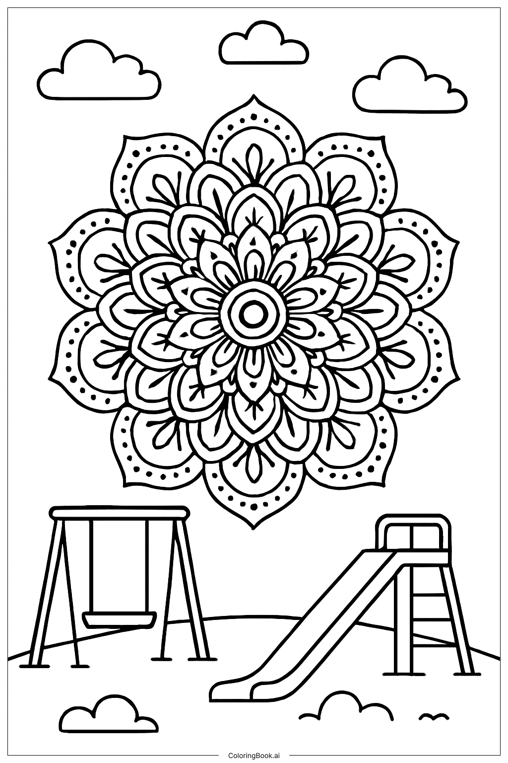 Montags Mandala Spielplatz Schaukel Ausmalbild (Kostenloses PDF & PNG ...