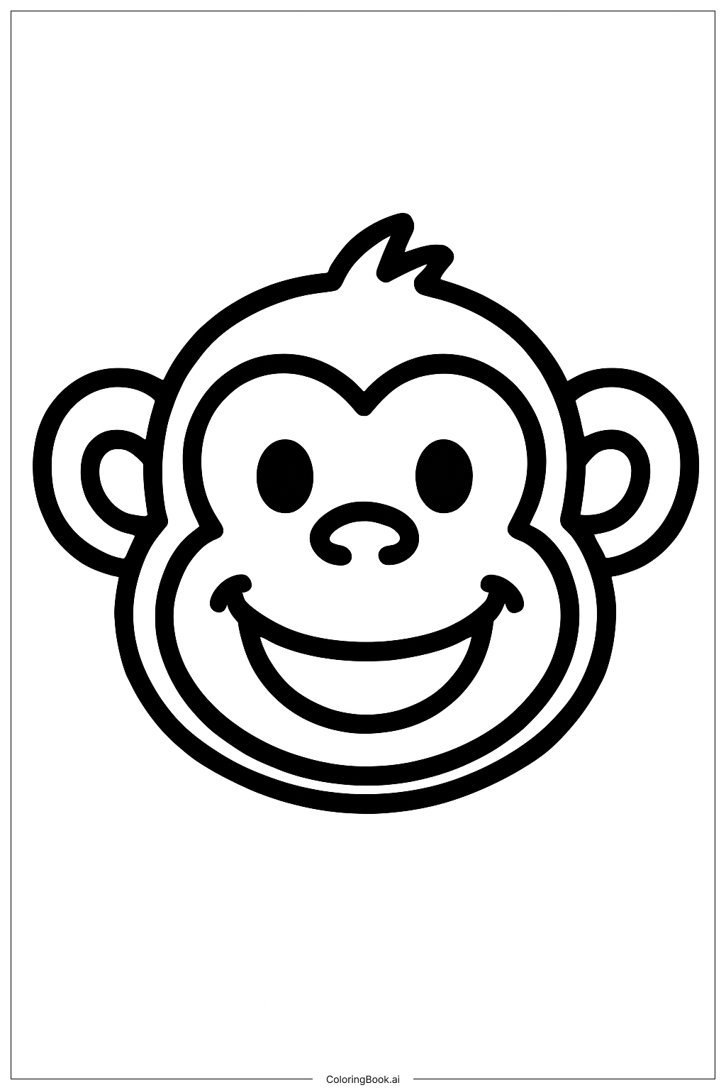 Monkey Animal Grinning Coloring Page (Free PDF&PNG Printable)