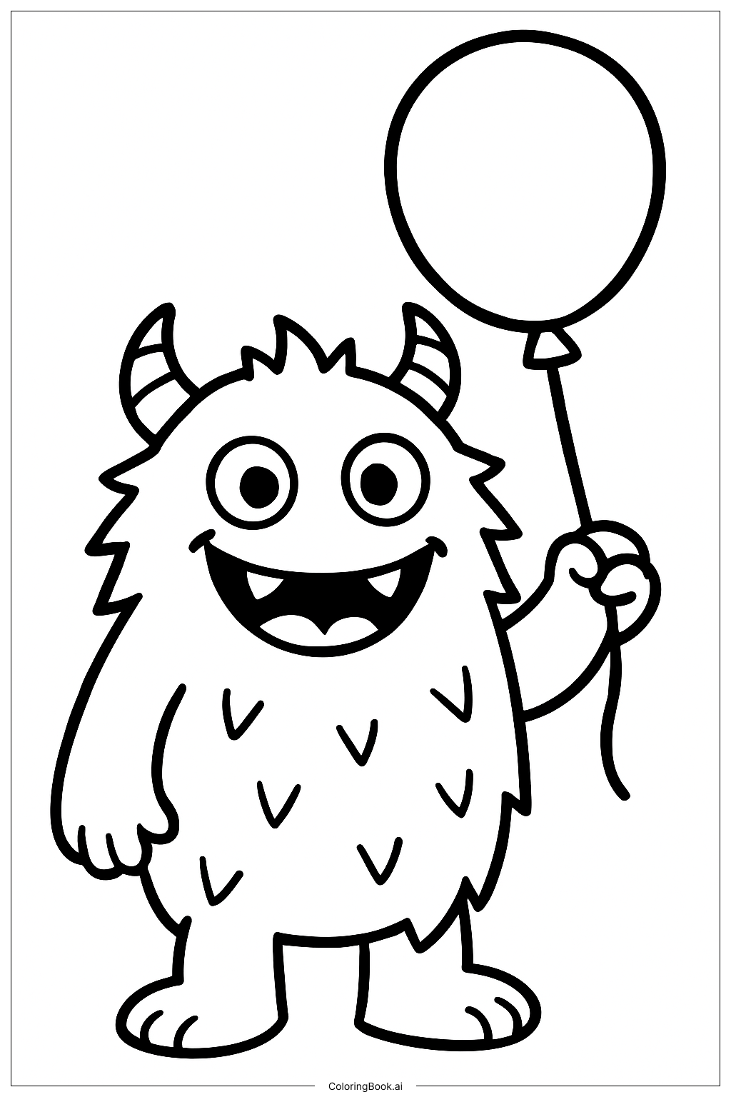 Monster mit Luftballon Ausmalbild (Kostenloses PDF & PNG zum Ausdrucken)