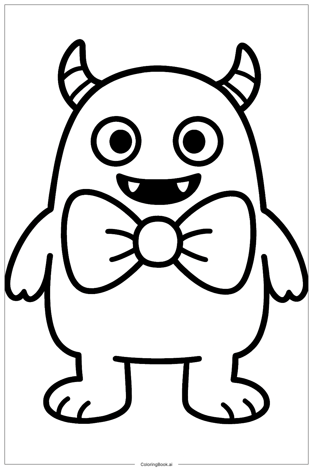 Monster mit Fliege Ausmalbild (Kostenloses PDF & PNG zum Ausdrucken)