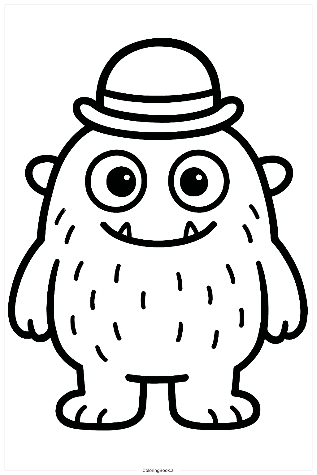 Monster mit Hut Ausmalbild (Kostenloses PDF & PNG zum Ausdrucken)