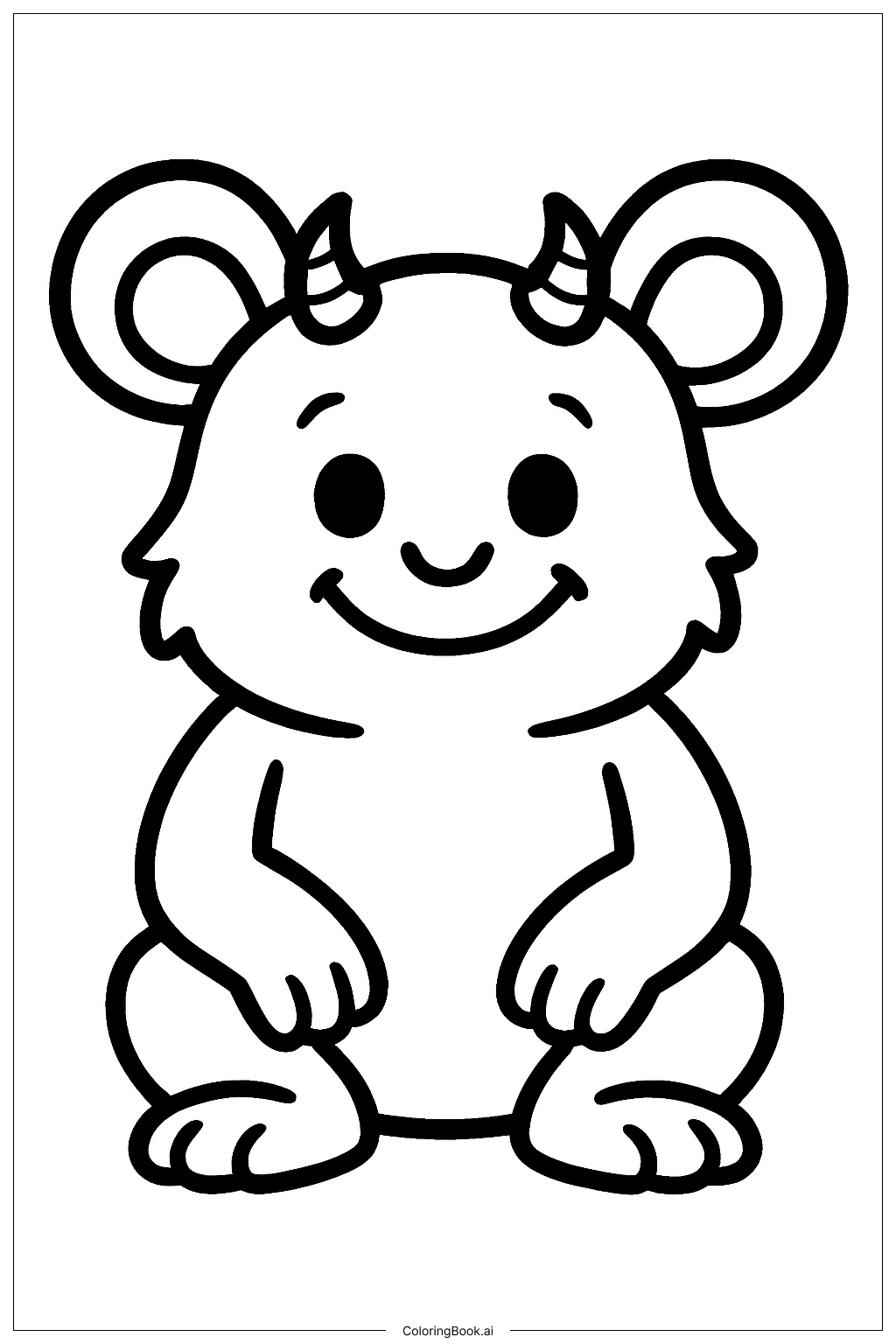 Monster mit großen Ohren Ausmalbild (Kostenloses PDF & PNG zum Ausdrucken)