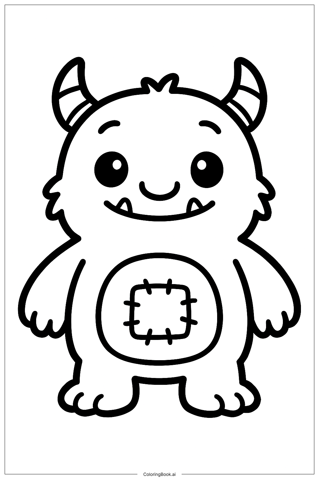 Monster mit Flicken Ausmalbild (Kostenloses PDF & PNG zum Ausdrucken)